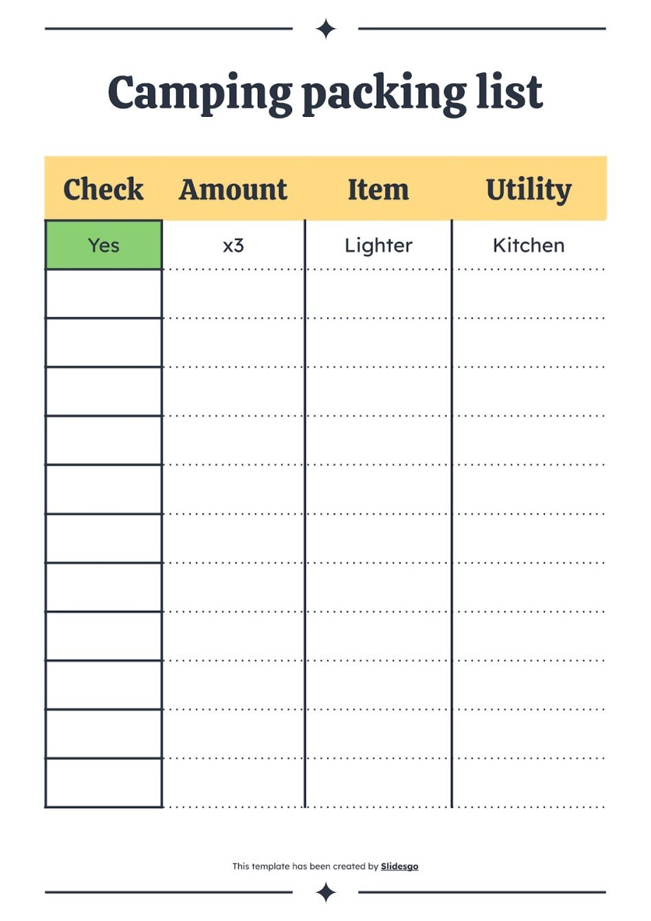 Camping Packing List | Google Slides & PowerPoint