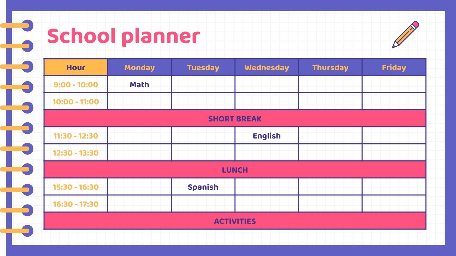 Planificador digital para estudiantes | Google Slides y PPT