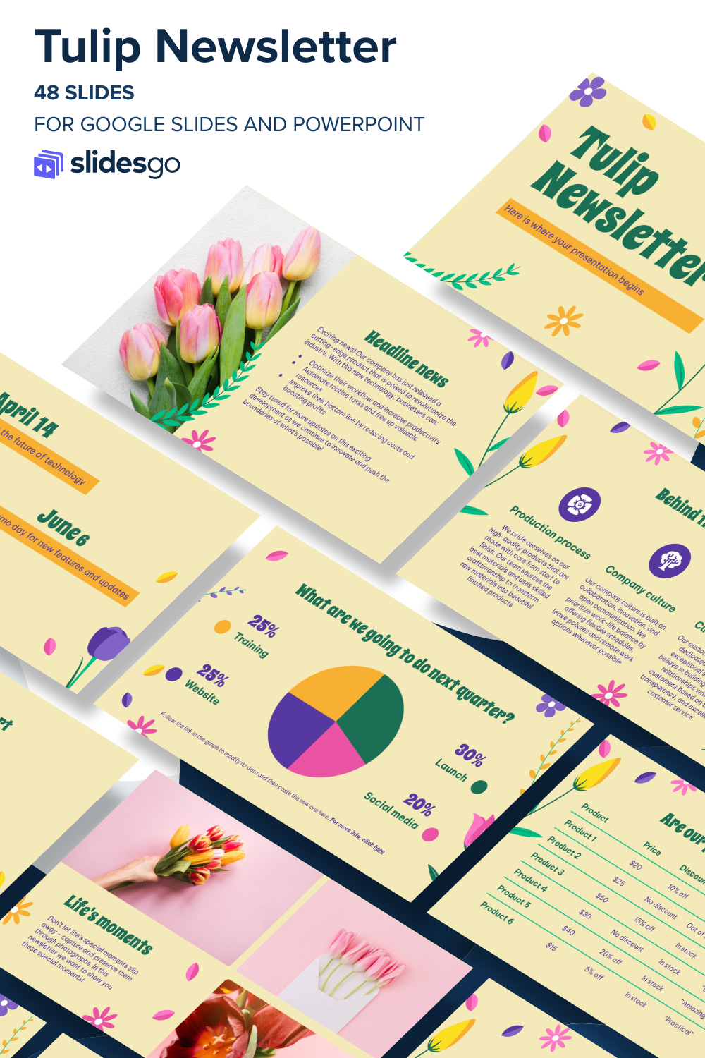 Tulip Newsletter | Google Slides & PowerPoint