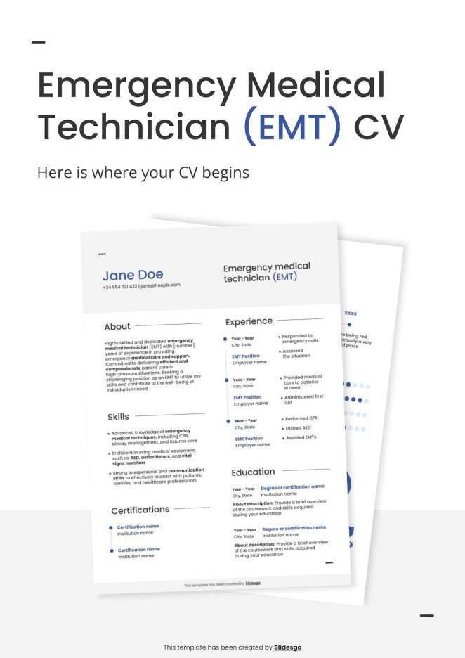 Emergency Medical Technician (EMT) CV | Google Slides & PPT