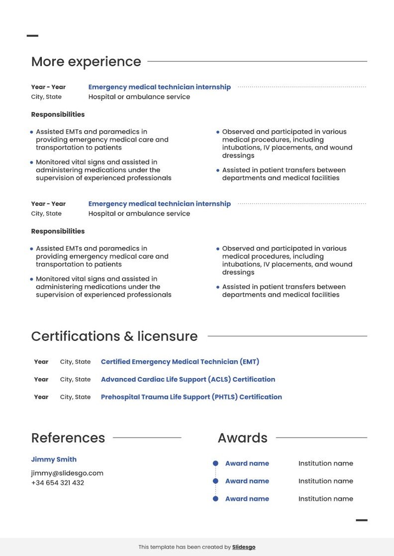 Emergency Medical Technician (EMT) CV | Google Slides & PPT