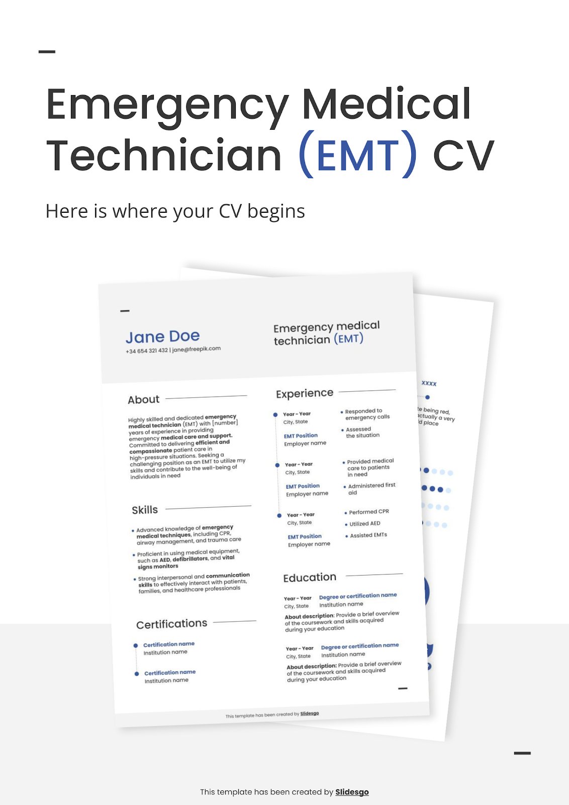 Emergency Medical Technician (EMT) CV | Google Slides & PPT