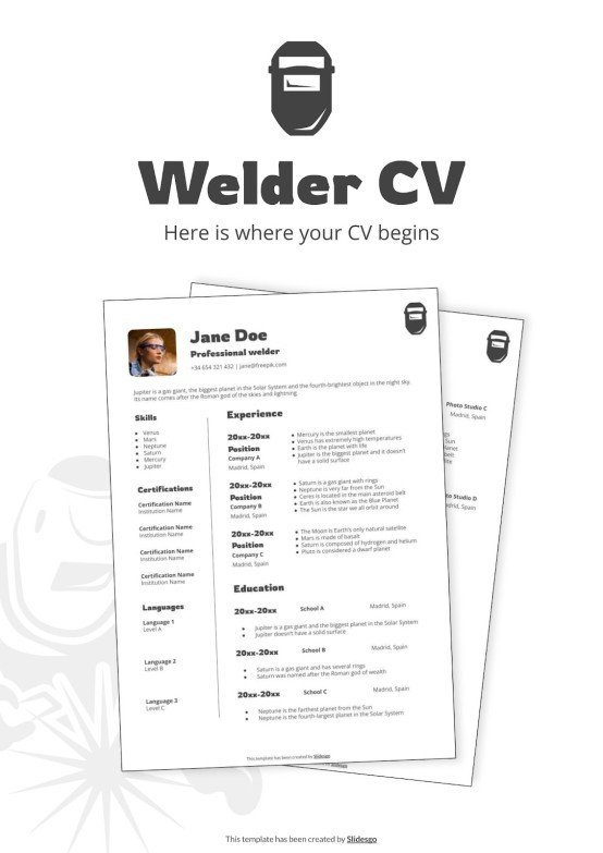 Welder CV | Google Slides & PowerPoint Template