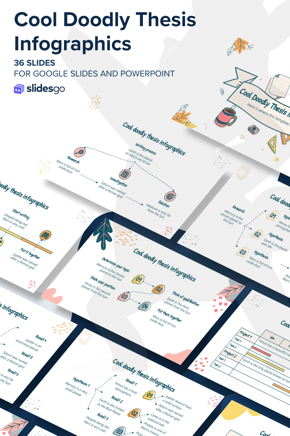 Cool Doodly Thesis Infographics | Google Slides & PPT