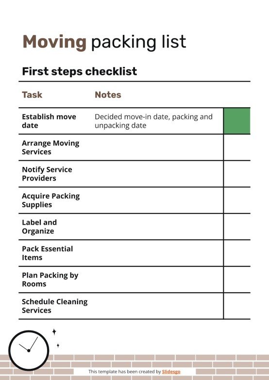 Moving Packing List | Google Slides & PPT
