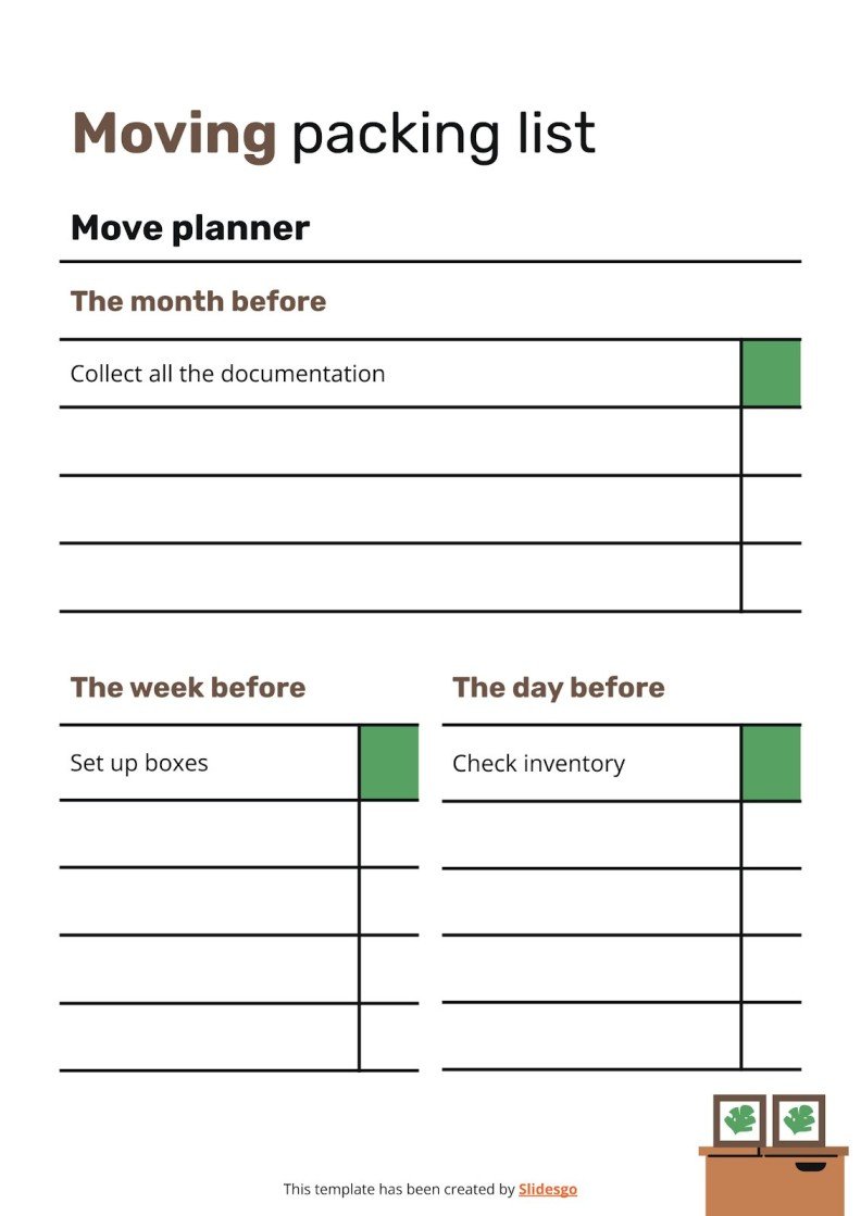 Moving Packing List | Google Slides & PPT