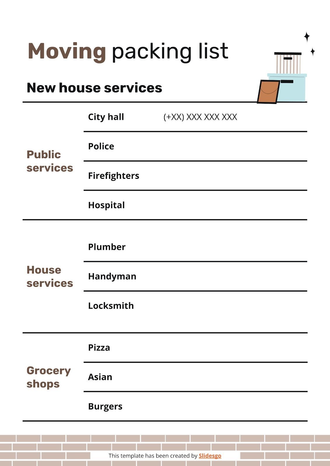 Moving Packing List | Google Slides & PPT