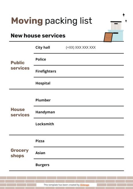 Moving Packing List | Google Slides & PPT
