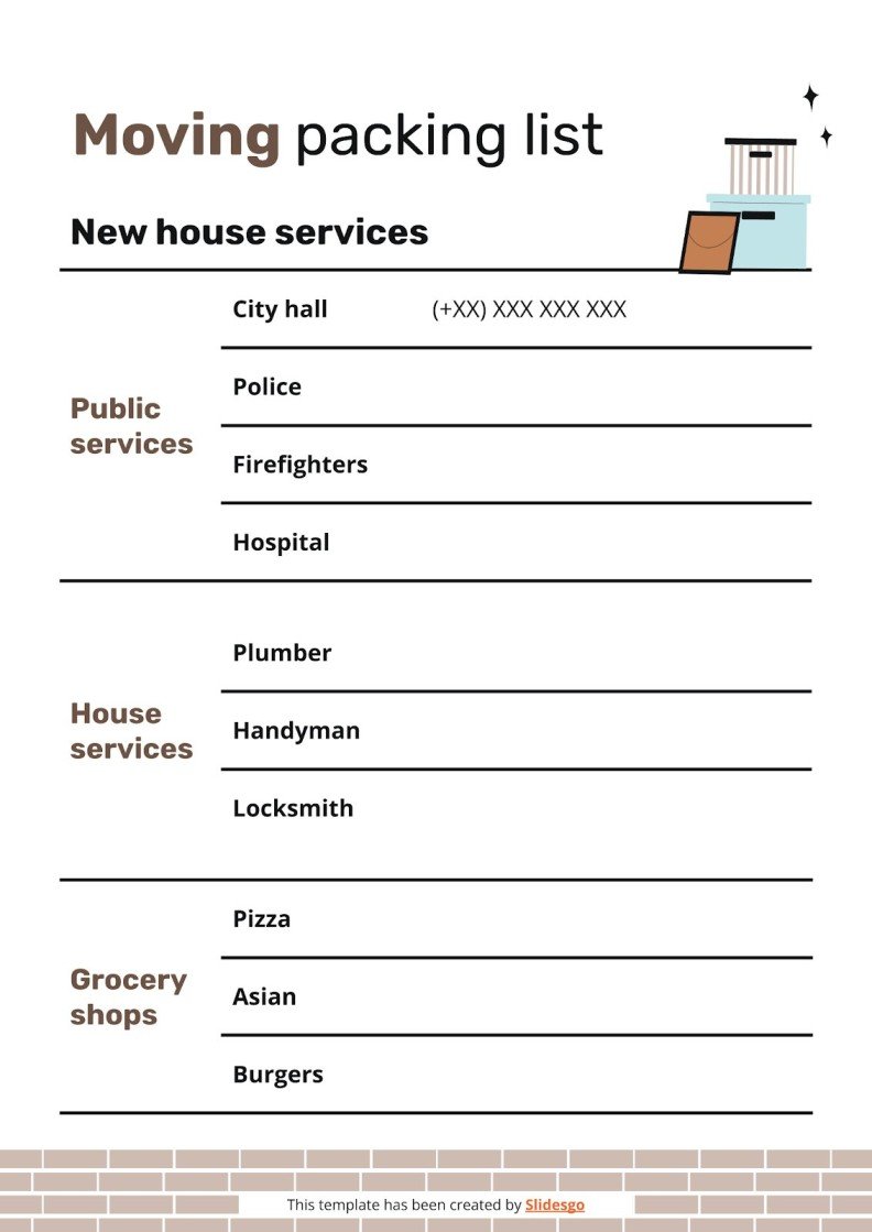 Moving Packing List | Google Slides & PPT