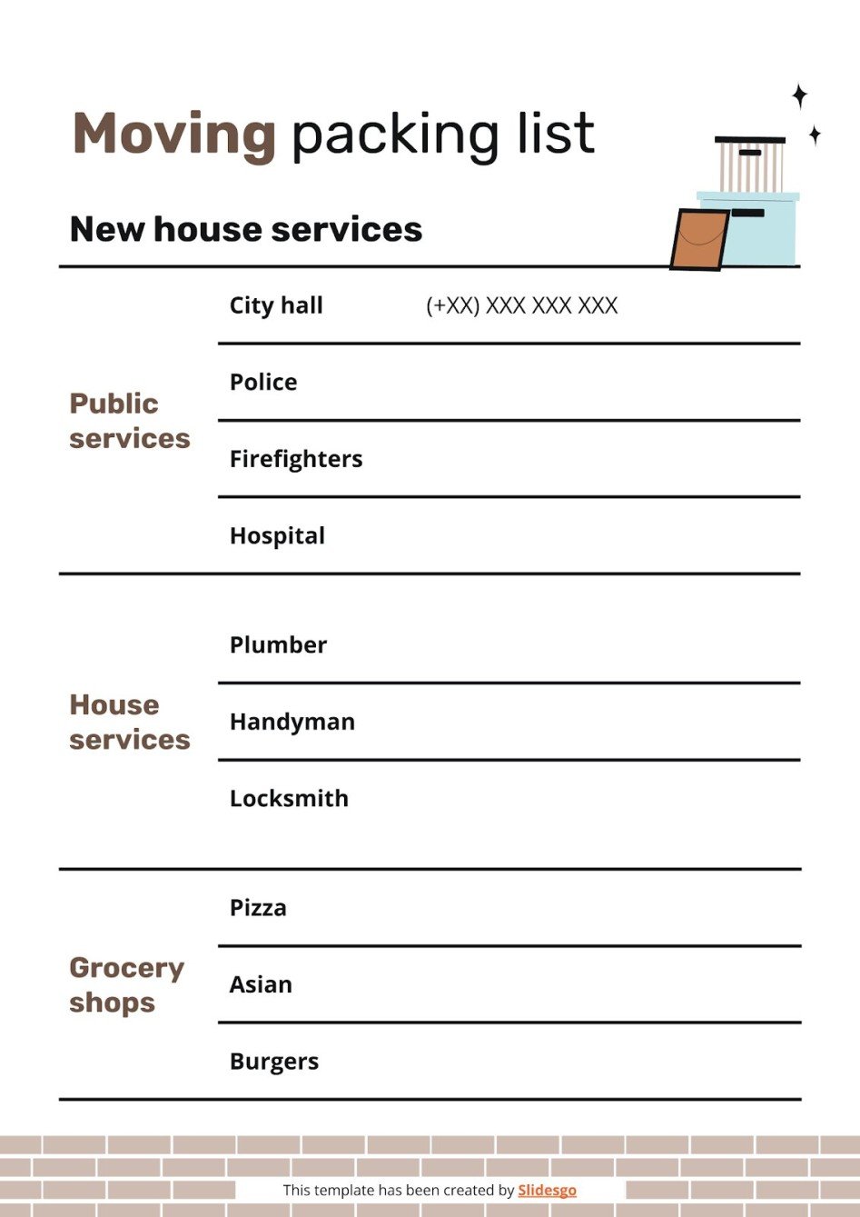 Moving Packing List | Google Slides & PPT