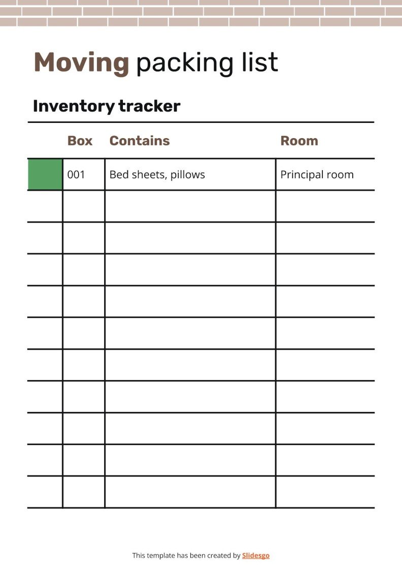 Moving Packing List | Google Slides & PPT