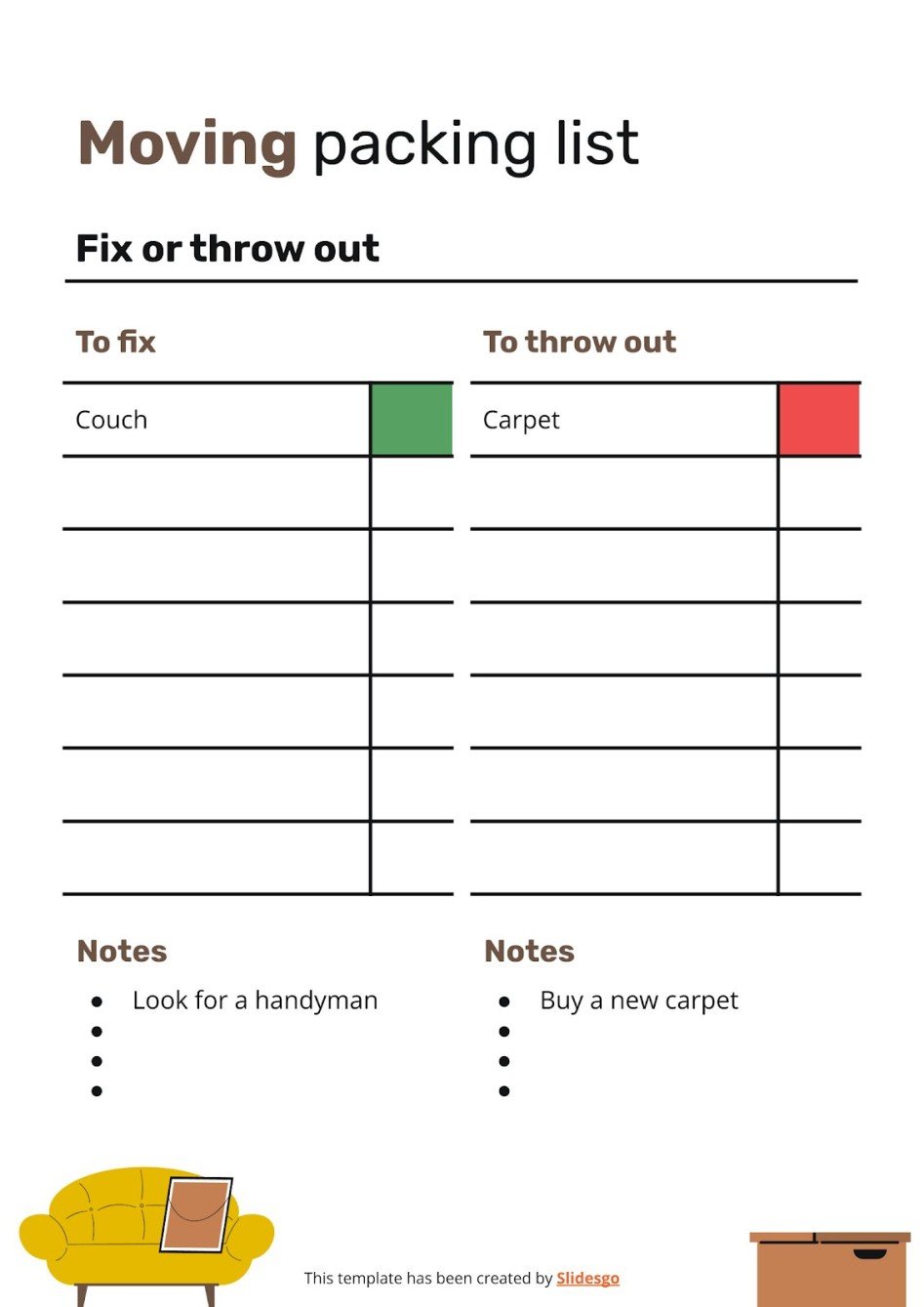 Moving Packing List | Google Slides & PPT