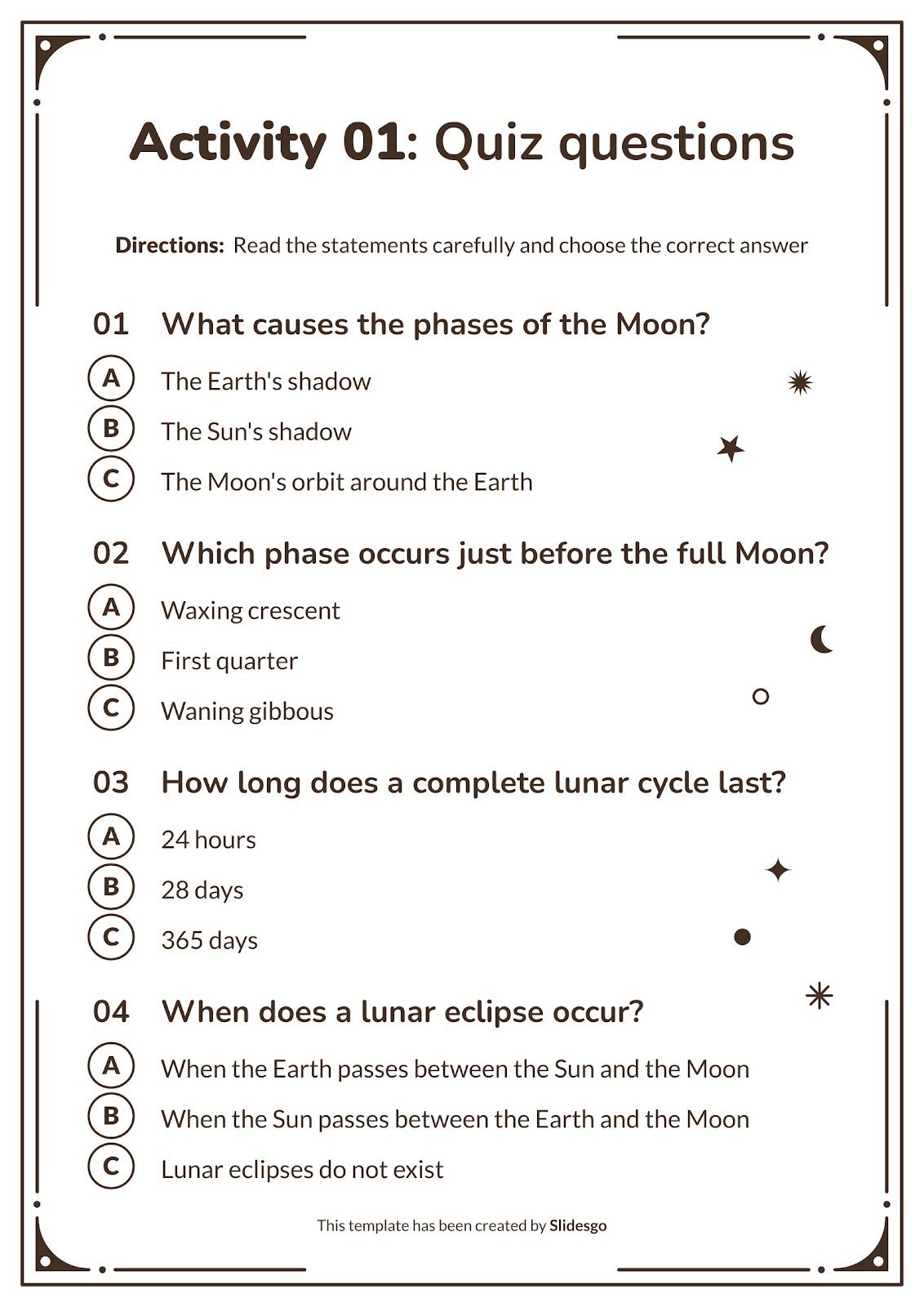 Moon Phases Activities for Middle School | Google Slides