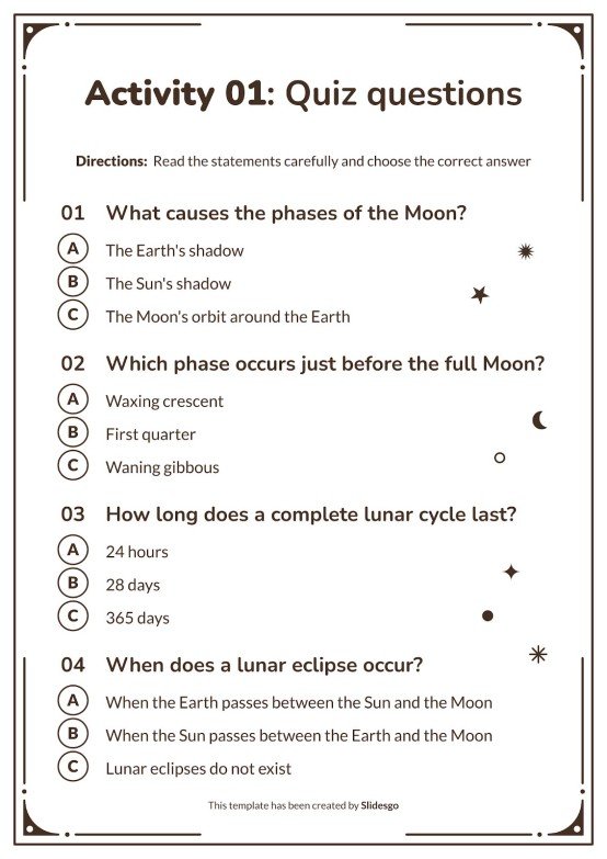 Moon Phases Activities for Middle School | Google Slides