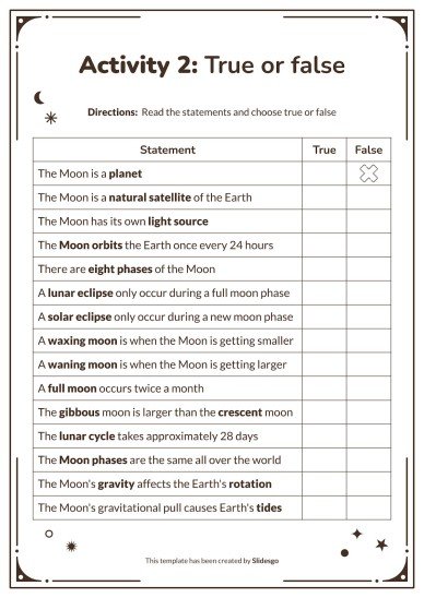 Moon Phases Activities for Middle School | Google Slides