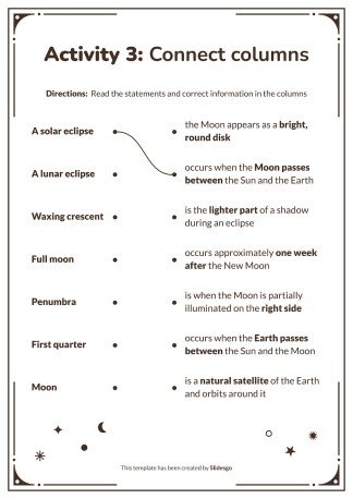 Activités sur les phases de la lune pour le collège