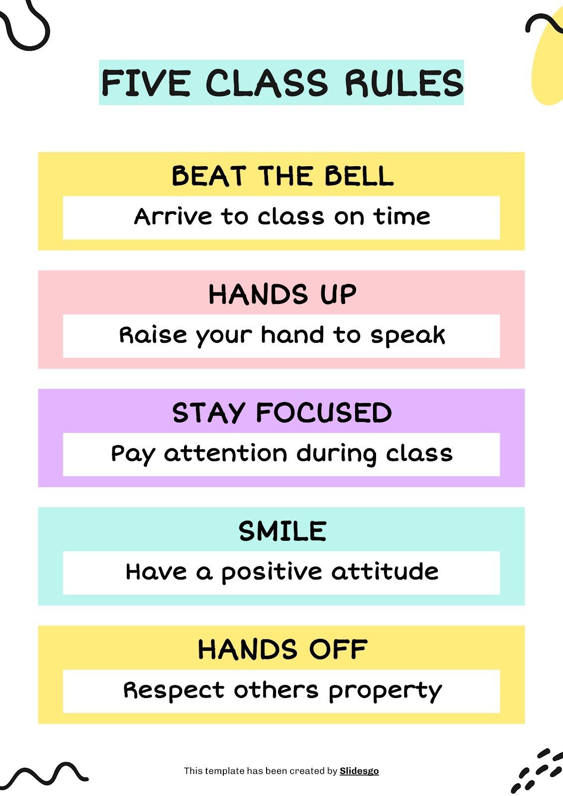 Supete Pastel Doodly Style Class Rules Poster - My First Day