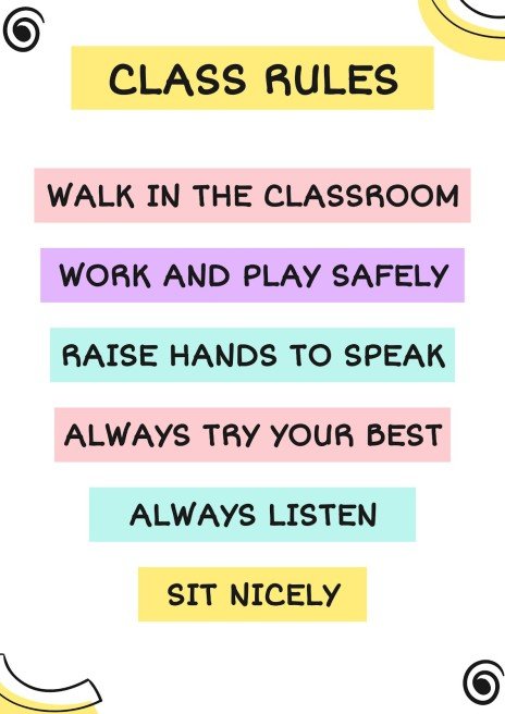 Supete Pastel Doodly Style Class Rules Poster - My First Day