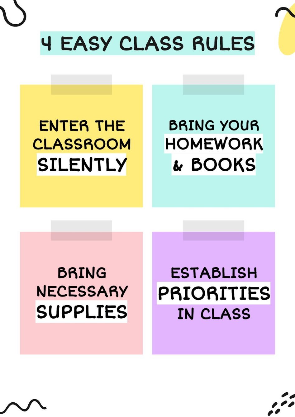 Supete Pastel Doodly Style Class Rules Poster - My First Day