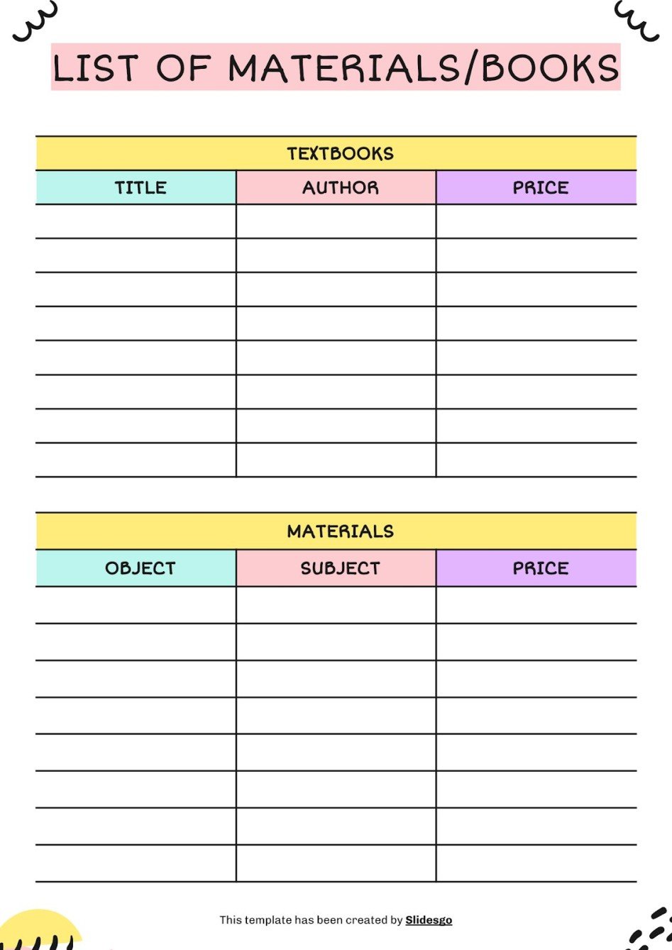 Supete Pastel Doodly Style List of Materials/Books