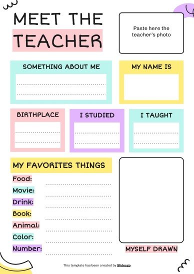 Supete Pastel Doodly Style Meet the Teacher Poster