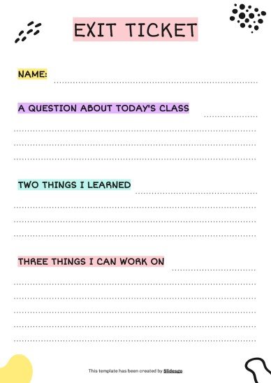 Supete Pastel Doodly Style Exit Ticket - My First Day