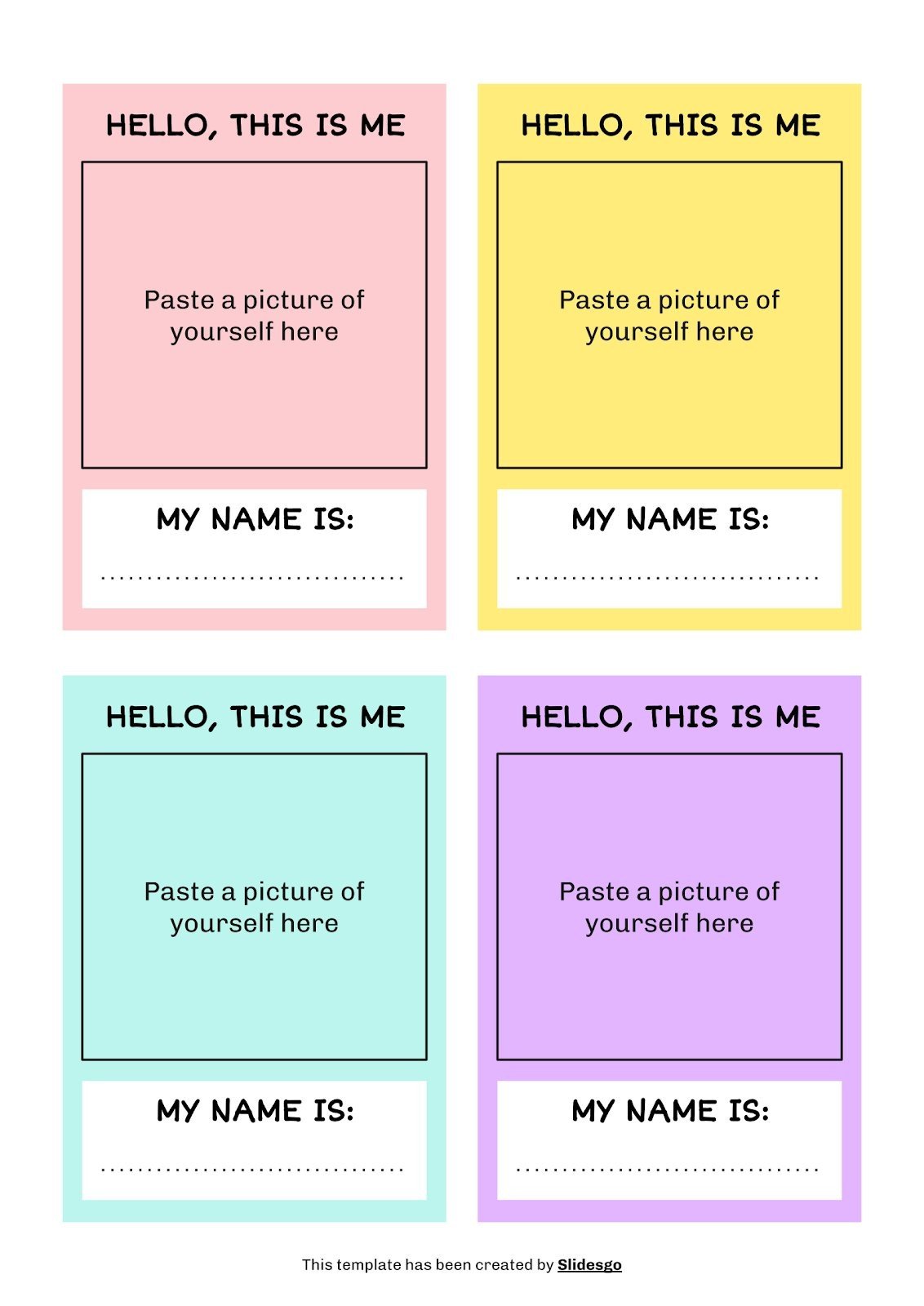 Supete Pastel Doodly Style Introduce Yourself Cards