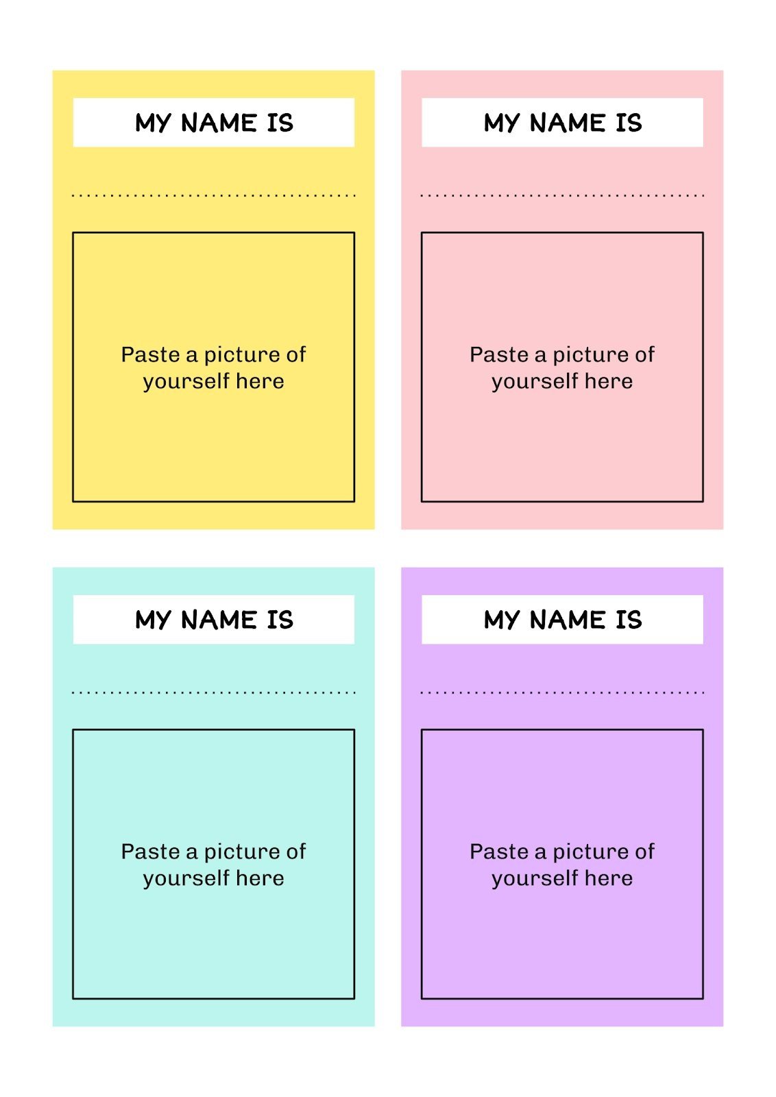 Supete Pastel Doodly Style Introduce Yourself Cards