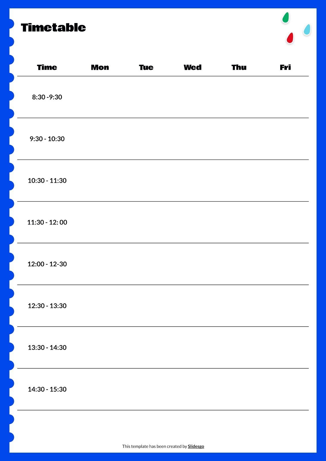 Aduko Simple Notebook Style Timetables - My Planner
