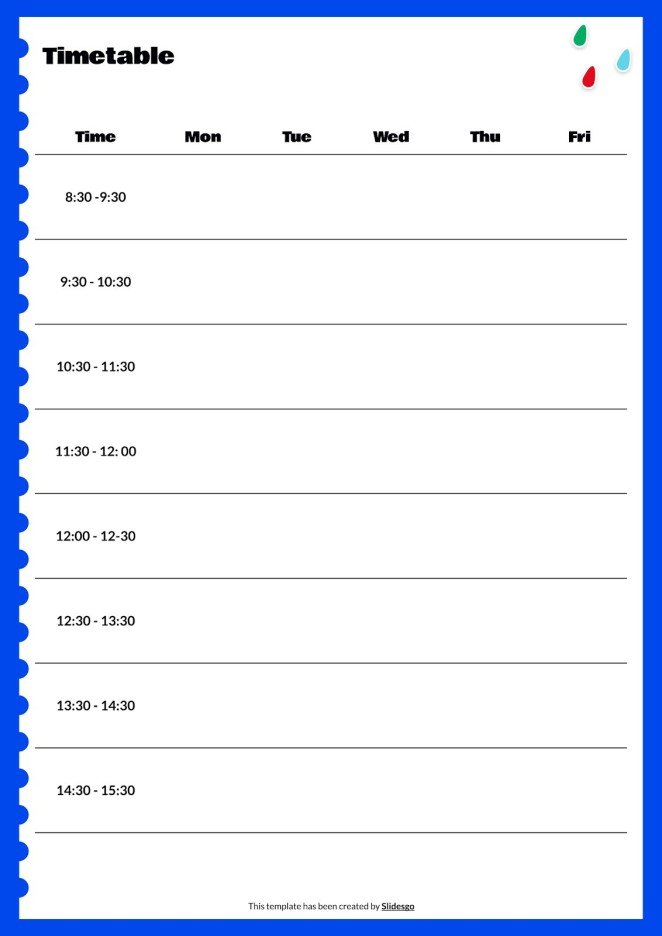Aduko Simple Notebook Style Timetables - My Planner