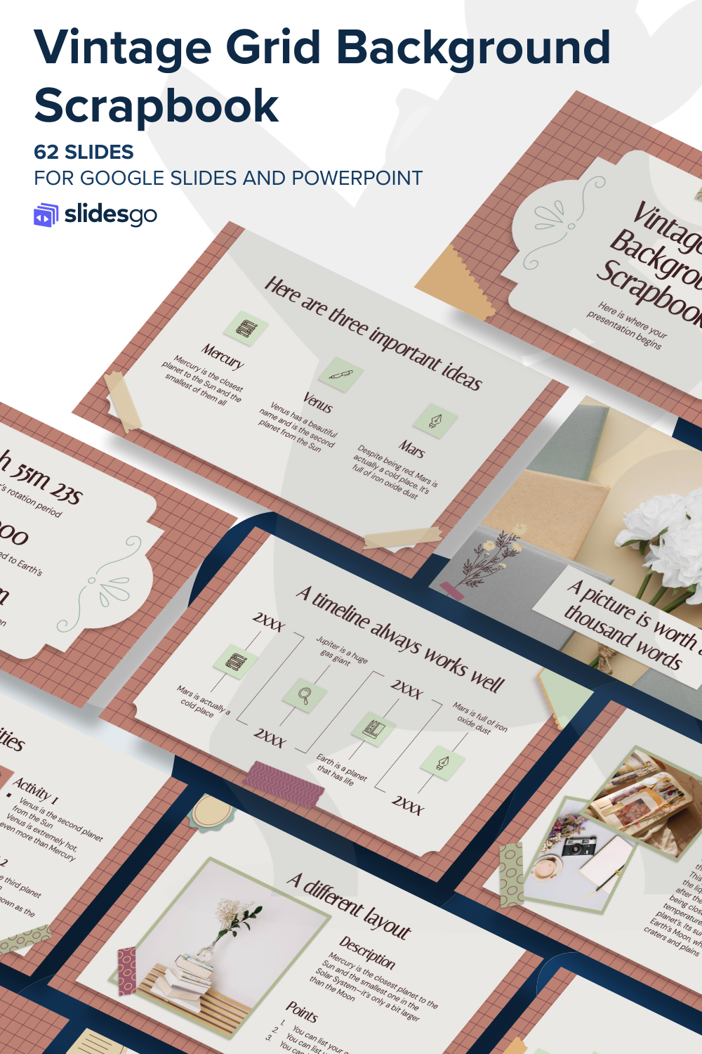 Vintage Grid Background Scrapbook | Google Slides & PPT