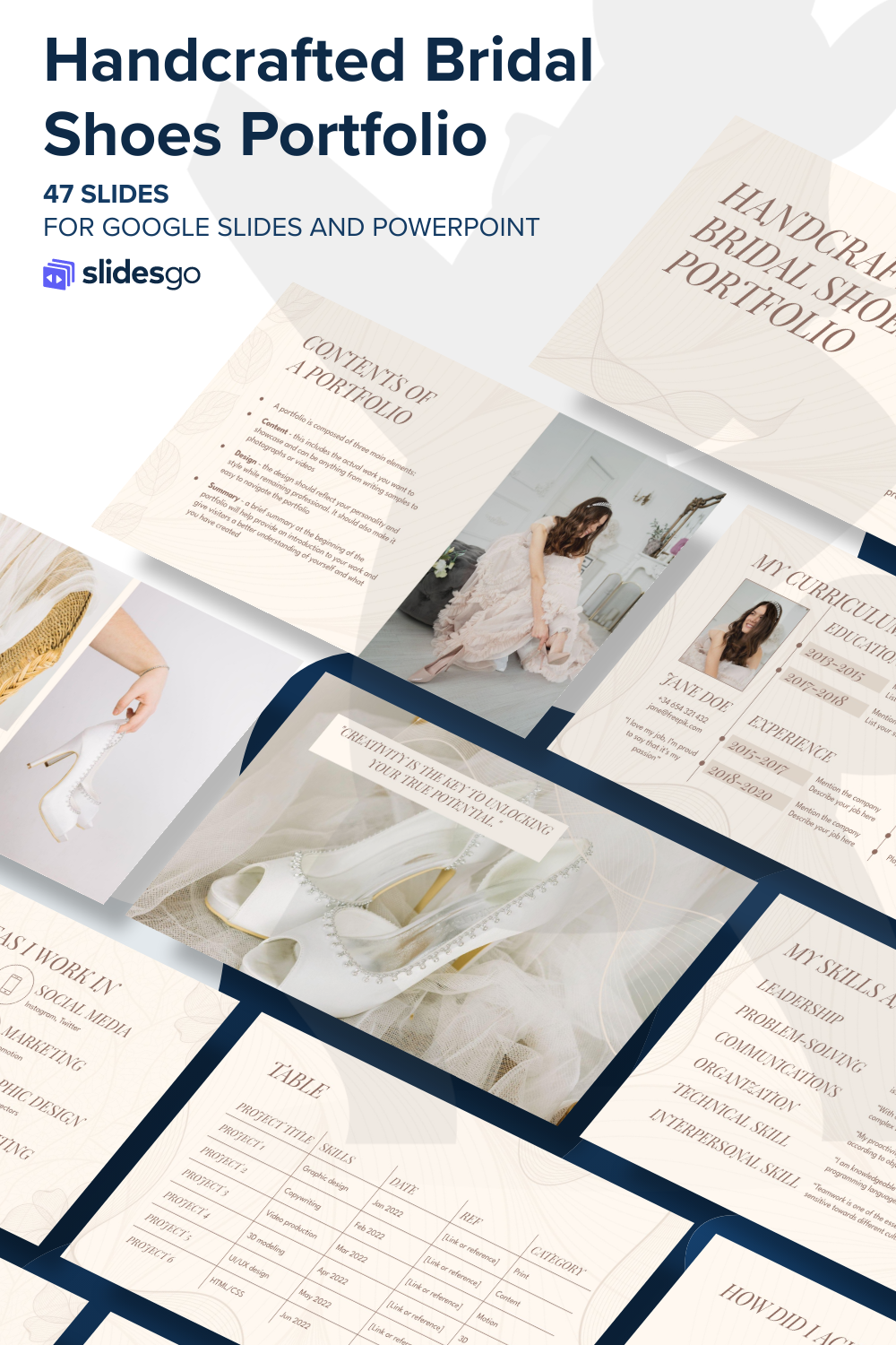 Handcrafted Bridal Shoes Portfolio | Google Slides & PPT