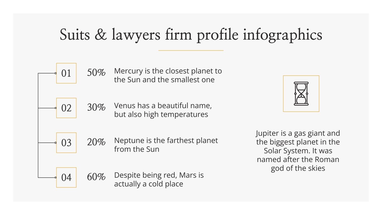 Suits & Lawyers Firm Profile Infographics | Google Slides