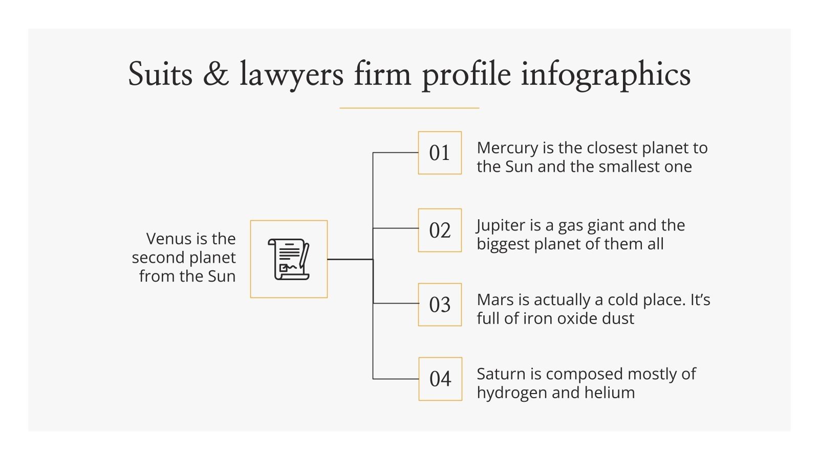Suits & Lawyers Firm Profile Infographics | Google Slides