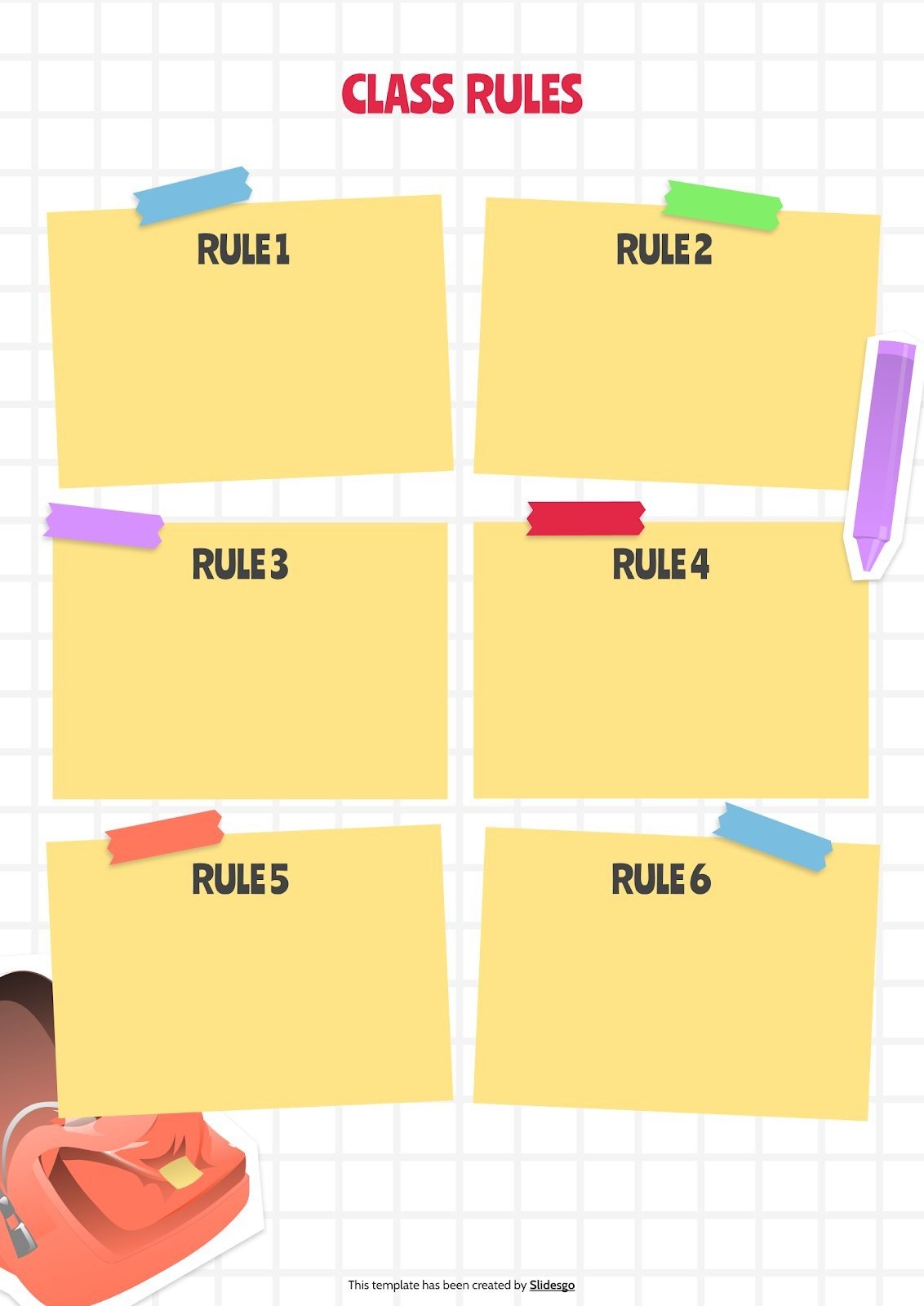 Dutlo Sticky Notes Style Class Rules Poster - My First Day