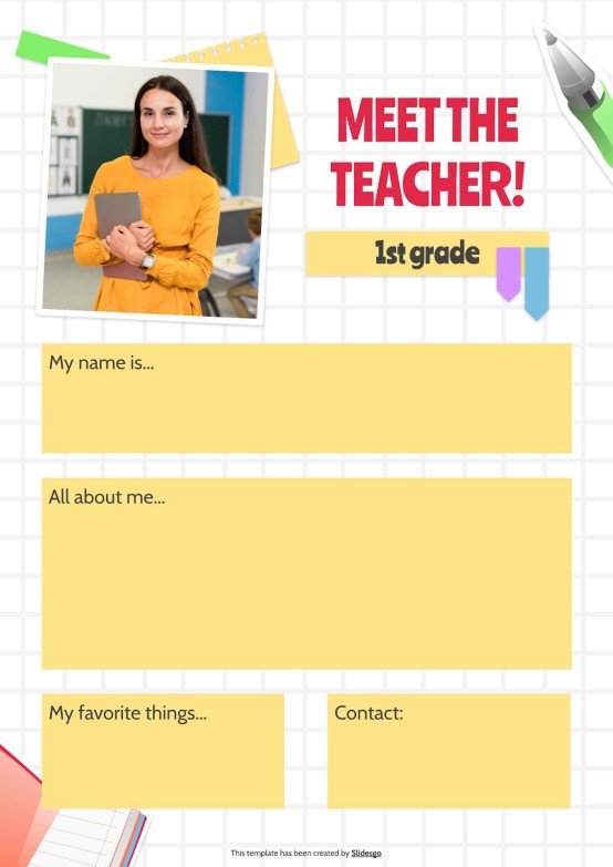 Dutlo Sticky Notes Style Meet the Teacher Poster