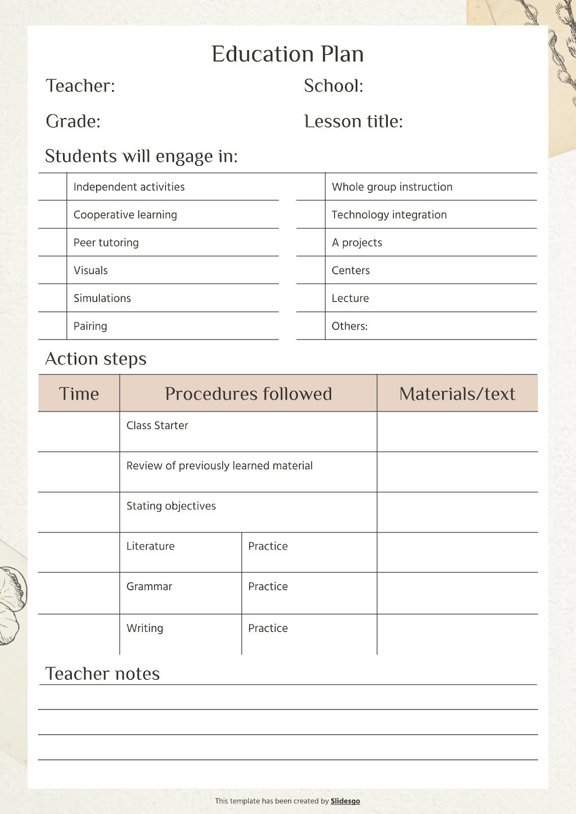 Cloda Vintage Scrapbook Style Skills Rubric - My Planner