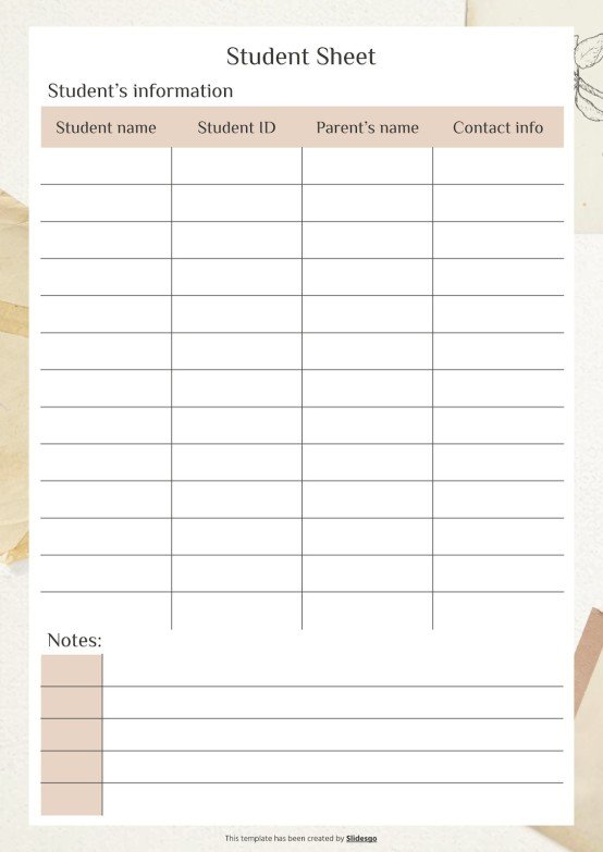 Cloda Vintage Scrapbook Style Student Sheet - My Planner