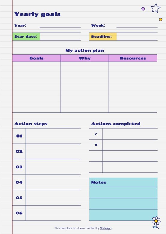 Brina Marker Pen Notebook Style Yearly goals - My Planner