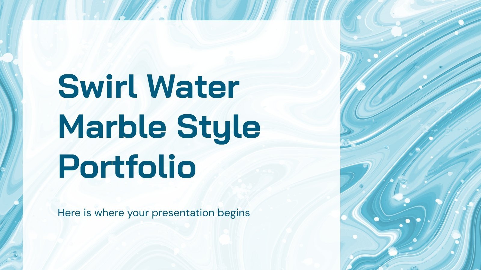 Swirl Water Marble Style Portfolio | Google Slides & PPT
