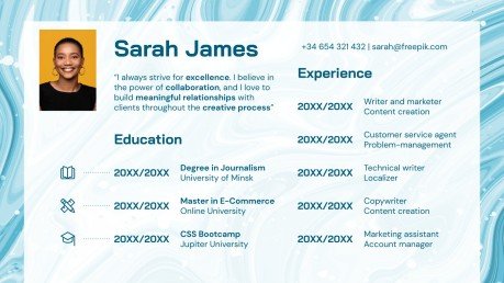 Swirl Water Marble Style Portfolio | Google Slides & PPT