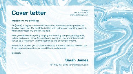 Swirl Water Marble Style Portfolio | Google Slides & PPT