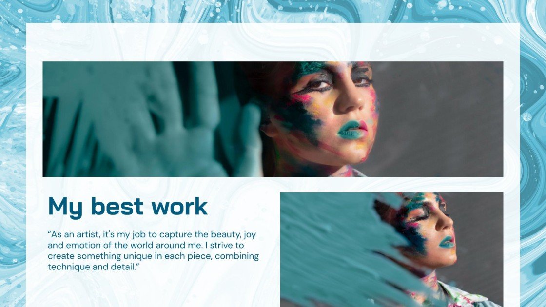 Swirl Water Marble Style Portfolio | Google Slides & PPT