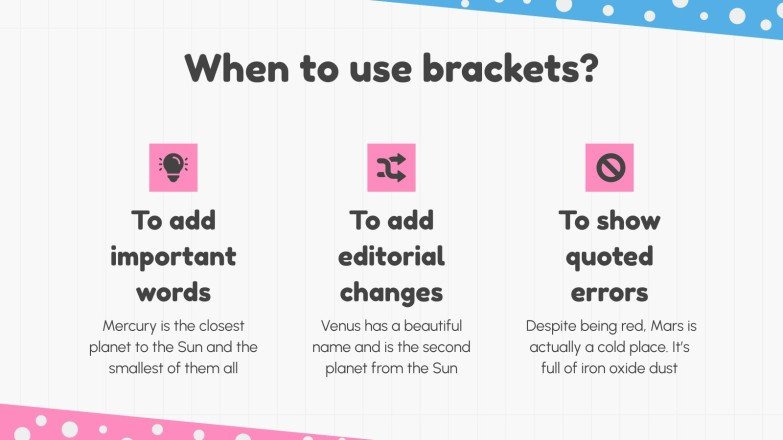Language Arts Subject for Middle School: Brackets