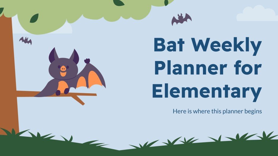 Bat Weekly Planner for Elementary | Google Slides & PPT