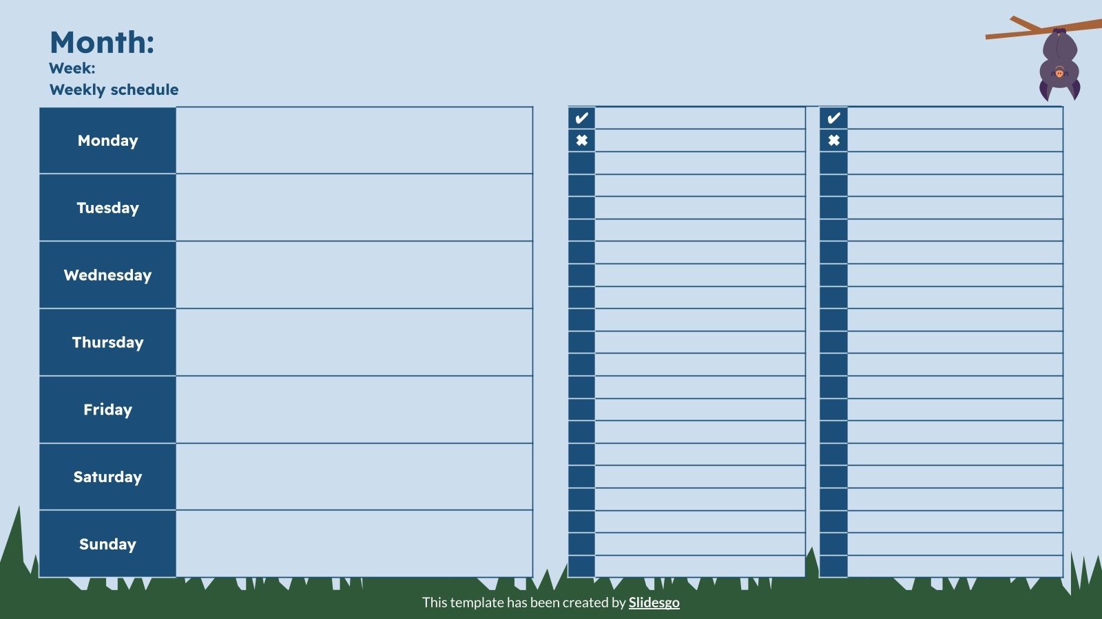 Bat Weekly Planner for Elementary | Google Slides & PPT