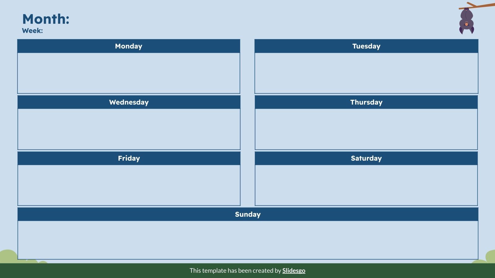 Bat Weekly Planner for Elementary | Google Slides & PPT