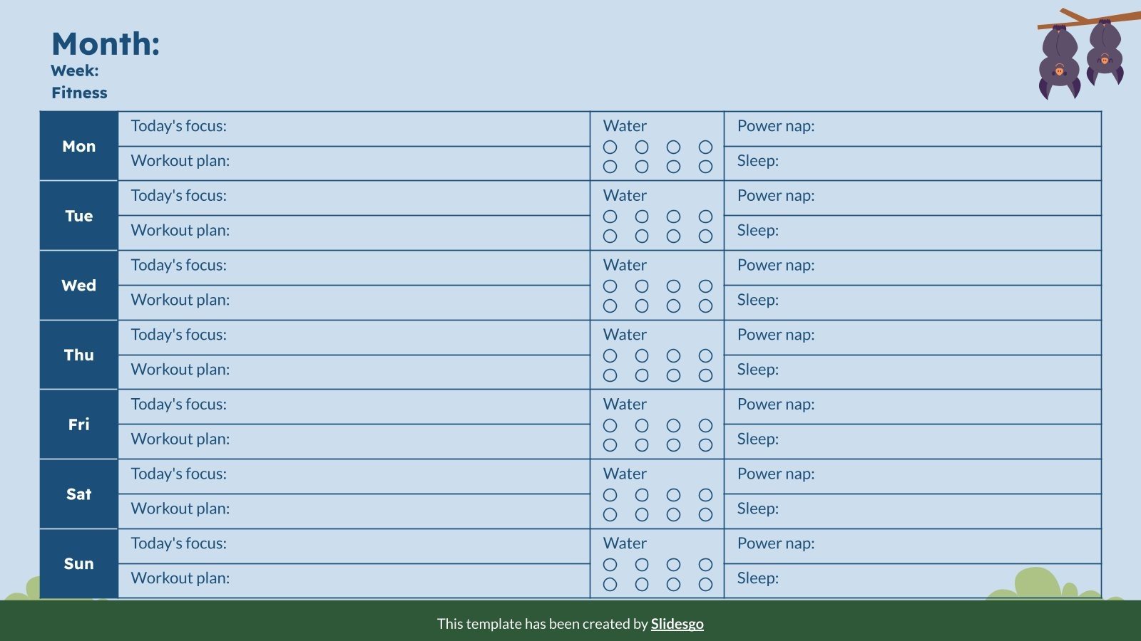 Bat Weekly Planner for Elementary | Google Slides & PPT