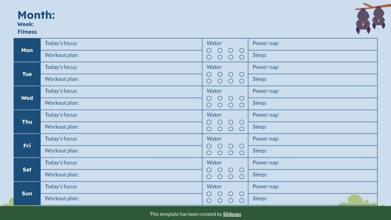 Bat Weekly Planner for Elementary | Google Slides & PPT