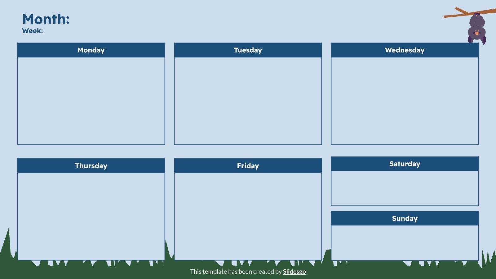 Bat Weekly Planner for Elementary | Google Slides & PPT